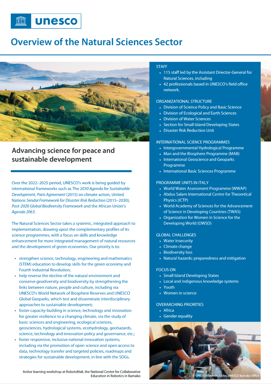 Overview of the Natural Sciences Sector | UNESCO in the UK