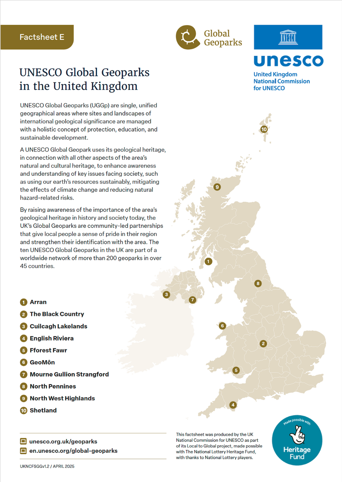 UNESCO Global Geoparks in the United Kingdom Factsheet 2025 | UNESCO in the UK