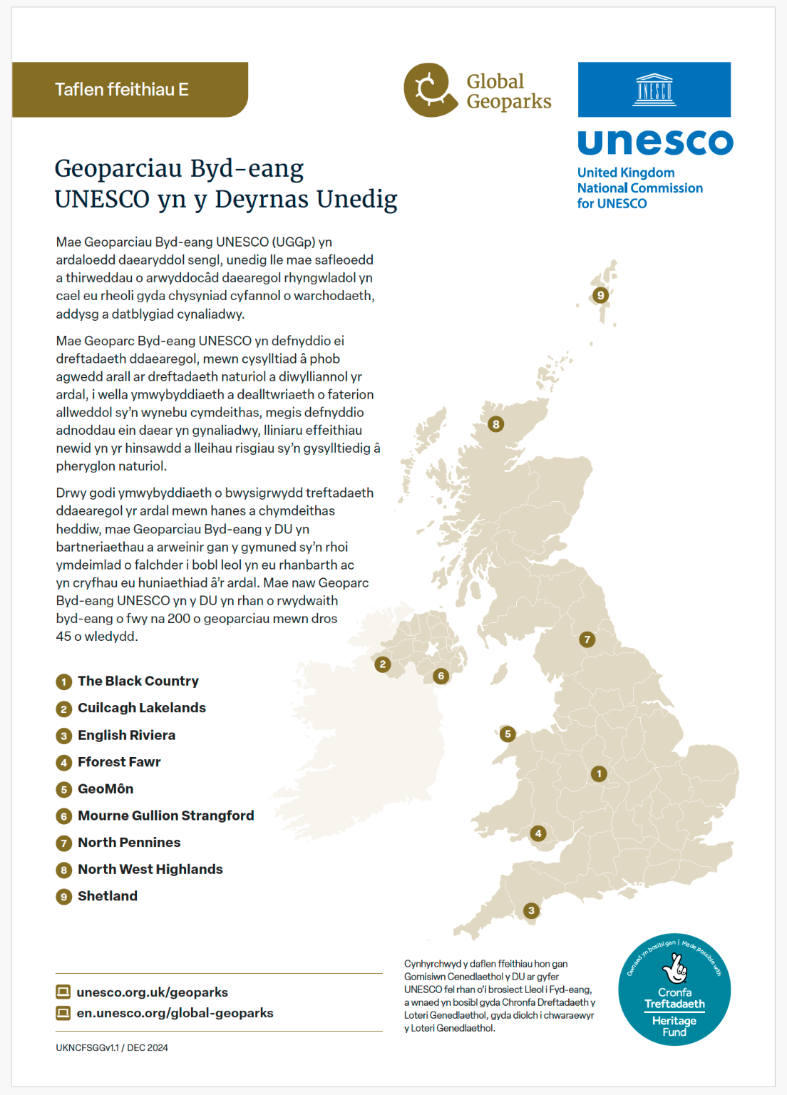 UNESCO Global Geoparks in the United Kingdom Factsheet 2024 (Welsh ...