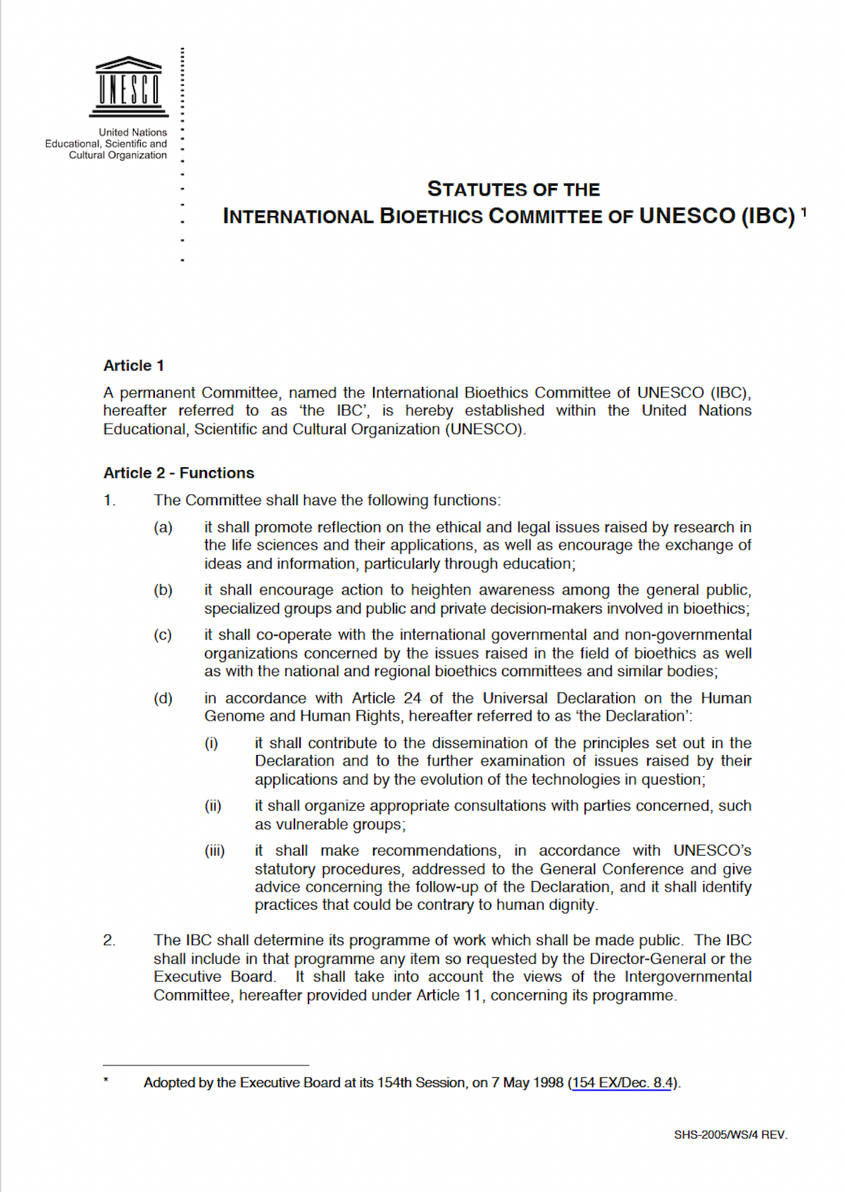 Statutes of the International Bioethics Committee of UNESCO | UNESCO in ...