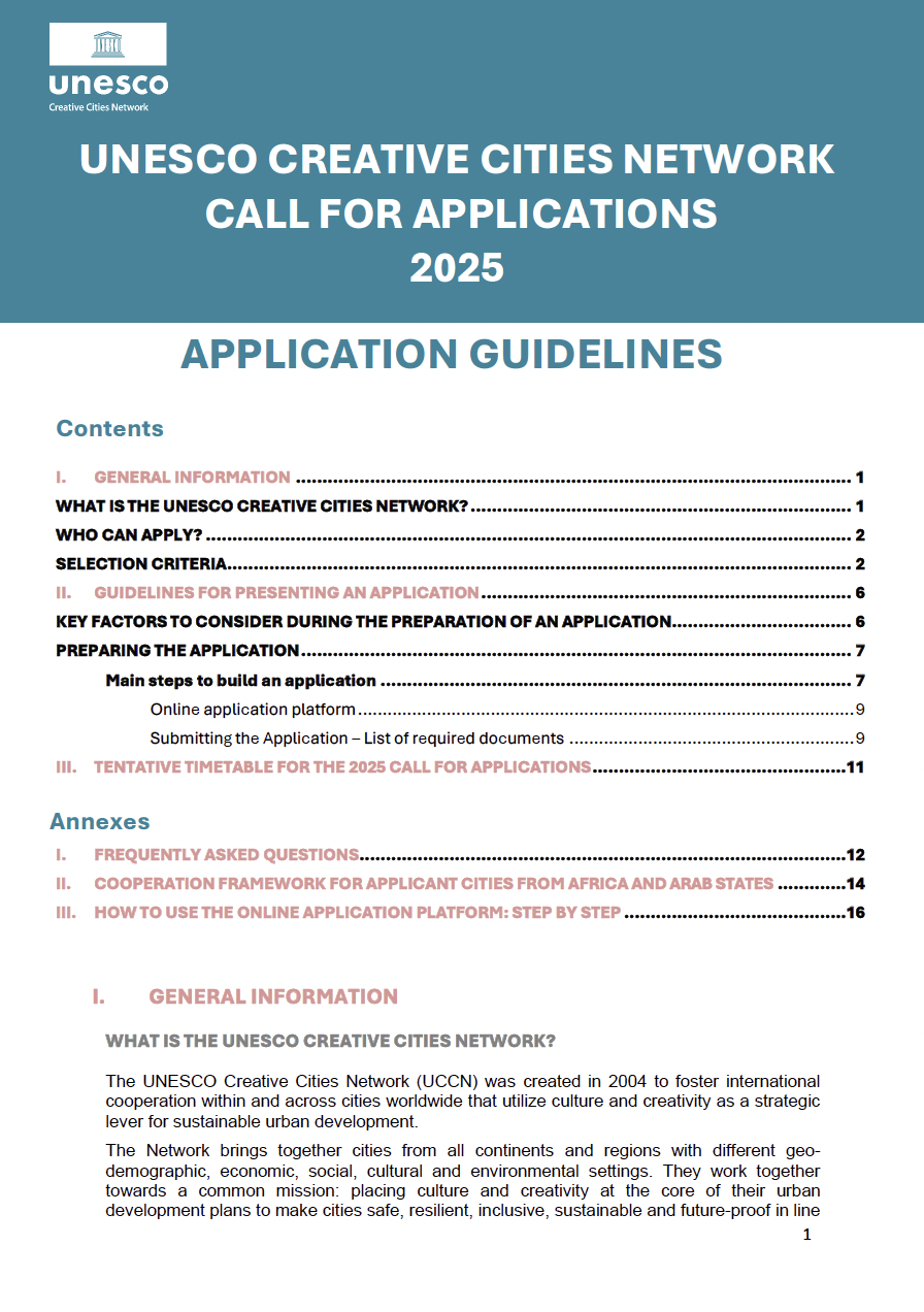UNESCO Creative Cities Network 2025 Application Guidelines | UNESCO in the UK