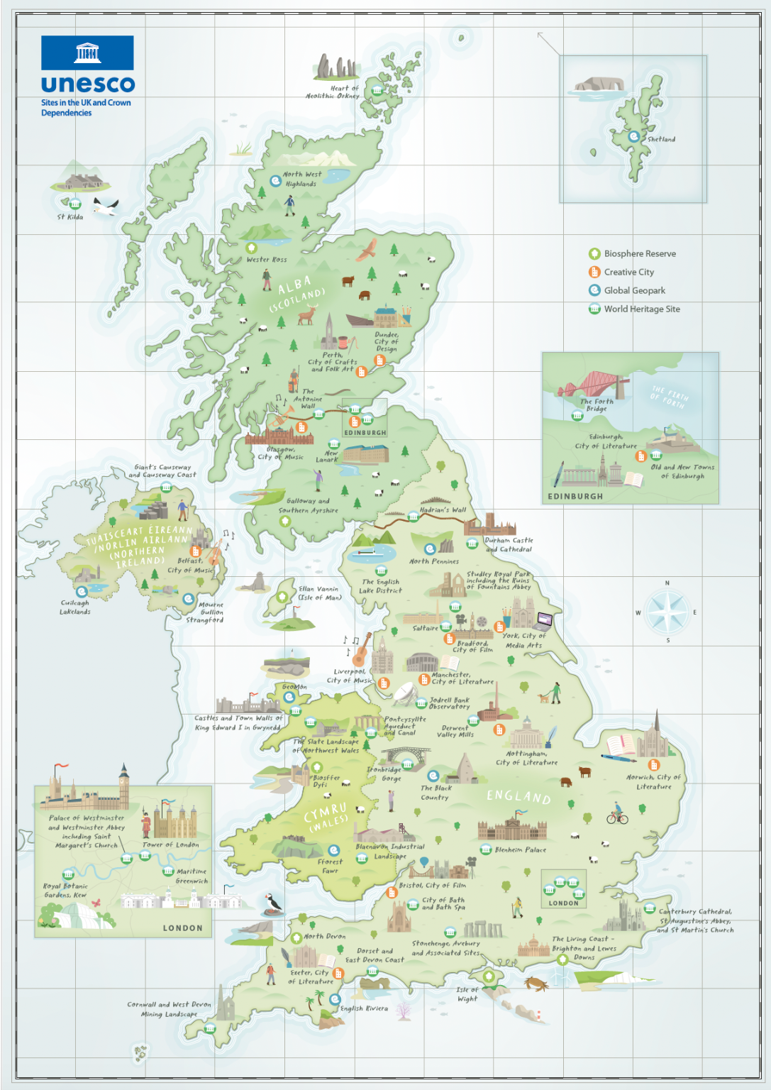UK UNESCO Sites Map 2023 - English | UNESCO in the UK